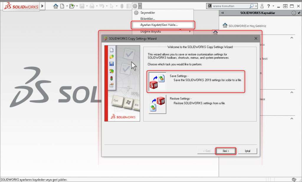 SOLIDWORKS Yedekleme ve Kaldırma - TEKYAZ Blog