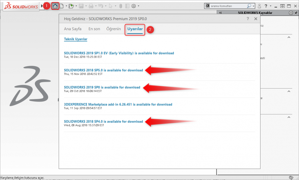 SOLIDWORKS Servis Paketi (Service Pack) Güncelleme - TEKYAZ Blog