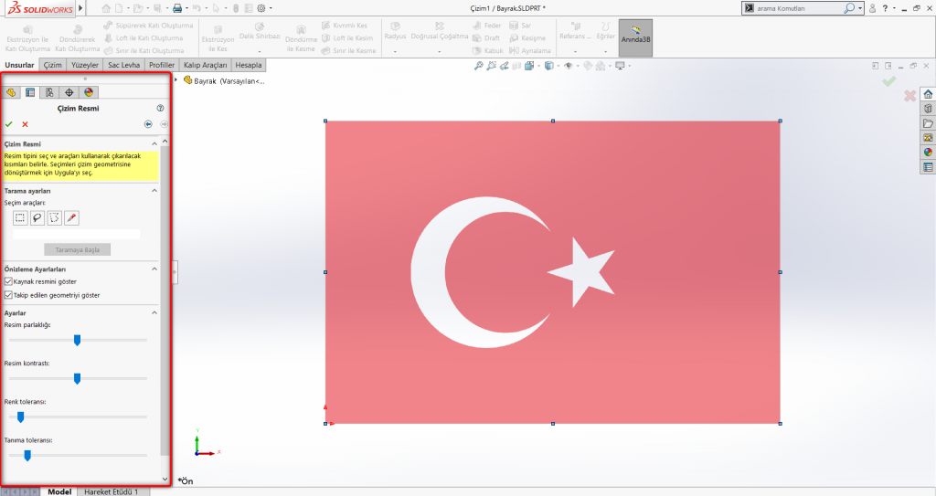 SOLIDWORKS Autotrace İle Resimden Çizim Oluşturma - TEKYAZ Blog