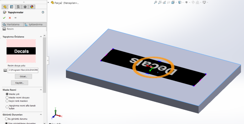 SOLIDWORKS İçerisine Logo Etiketi (Decal)Ekleme - TEKYAZ Blog