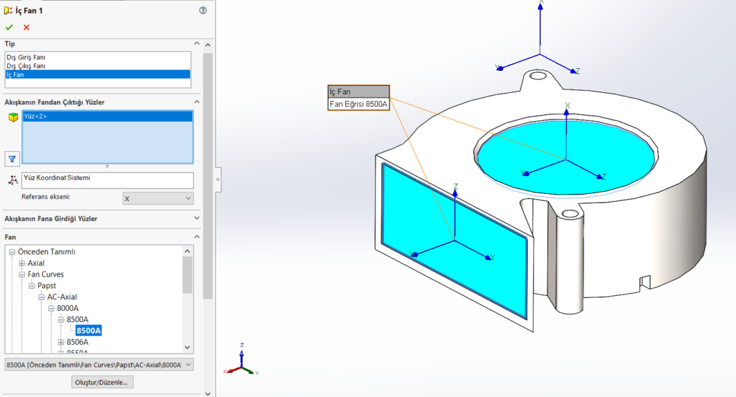 SOLIDWORKS Flow Simulation Fan Tanımlama - TEKYAZ Blog