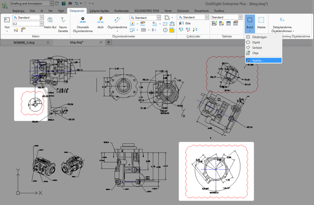 DraftSight Çerçeve, Bulut ve Revizyon Tablosu Ekleme - TEKYAZ Blog